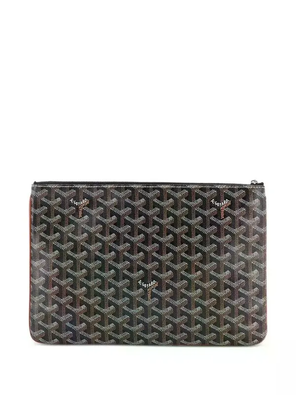 Goyard Senat Zip Coated Canvas Mm Pouch - Black