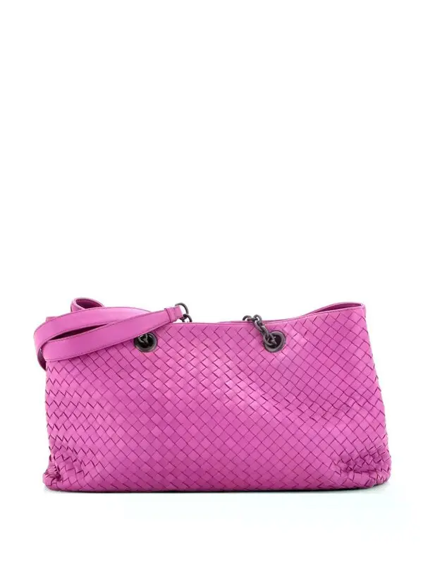 Bottega Veneta Double Chain Tote Intrecciato Nappa Large Shoulder Bag - Purple