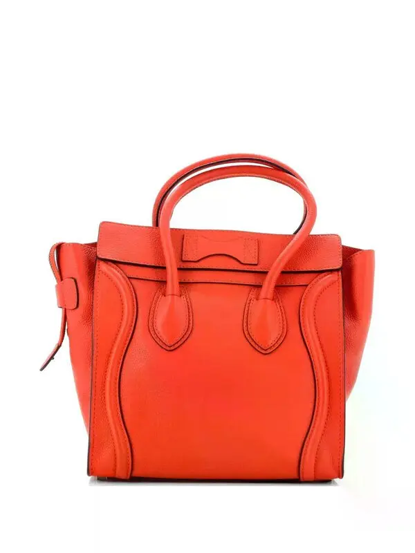 Celine Luggage Bag Grainy Leather Micro Tote Bag - Orange
