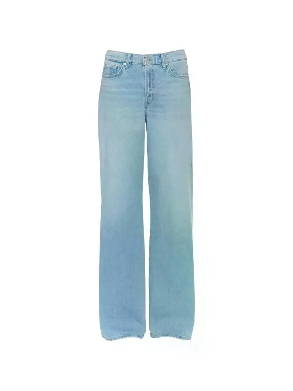 7 For All Mankind Zip Fly Wide-leg Jeans - Blue