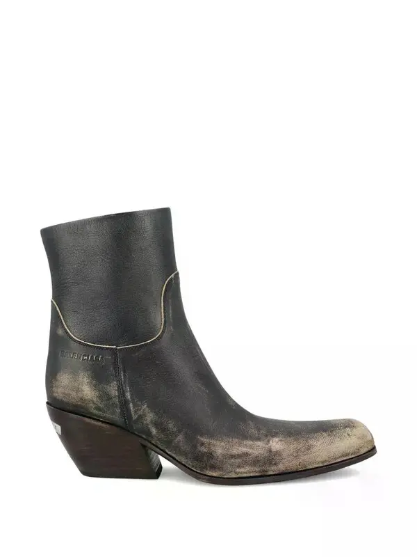 Balenciaga Memphis Distressed Calf-length Cowboy Boots - Black