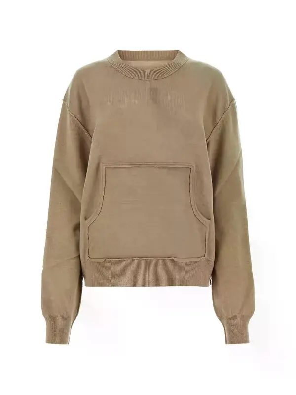 MAISON MARGIELA Crew-neck Pouch-pocket Sweater - Neutrals