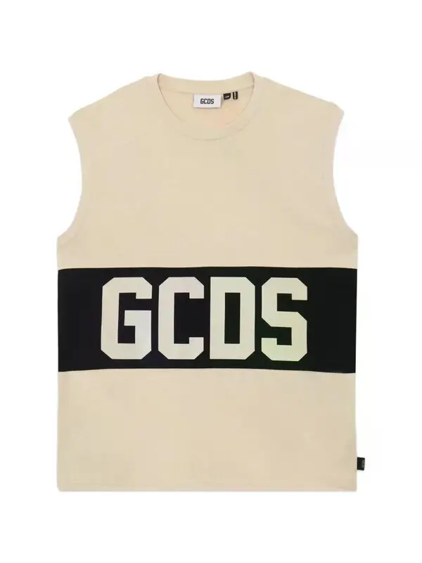 Gcds Logo Sleeveless T-shirt - Neutrals