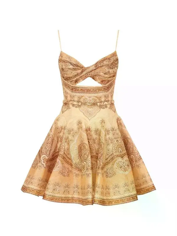 Zimmermann Cut-out Paisley Mini Dress - Neutrals