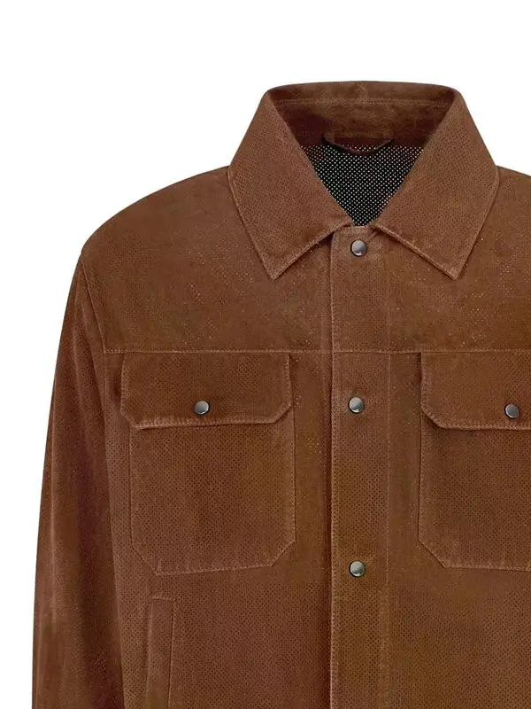 Emporio Armani Icon Pocket-details Suede Jacket