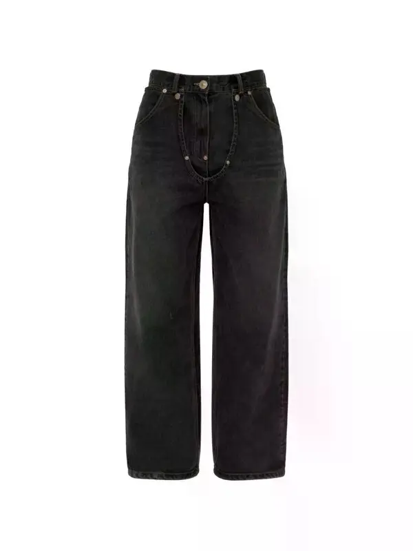 PUSHBUTTON Embellished Denim Jeans - Black