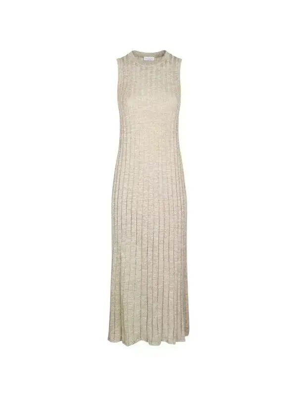 Brunello Cucinelli Ribbed Dress - Neutrals