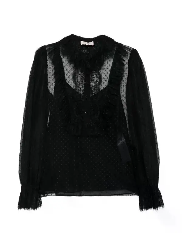 Luisa Spagnoli Lace Ruffled Blouse - Black