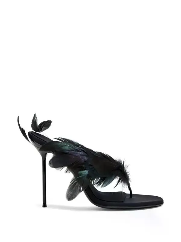 Paris Texas Lidia Feather Sandals - Black