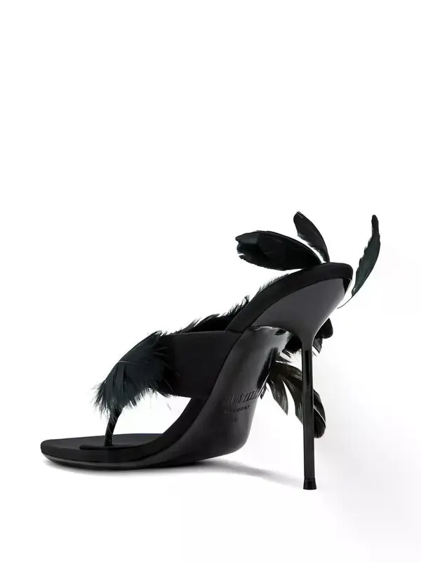 Paris Texas Lidia Feather Sandals - Black