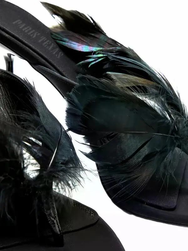 Paris Texas Lidia Feather Sandals - Black
