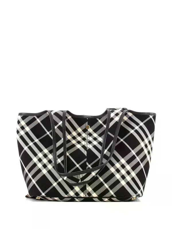 Burberry East-west Vintage Check Canvas Small Tote Bag - Black