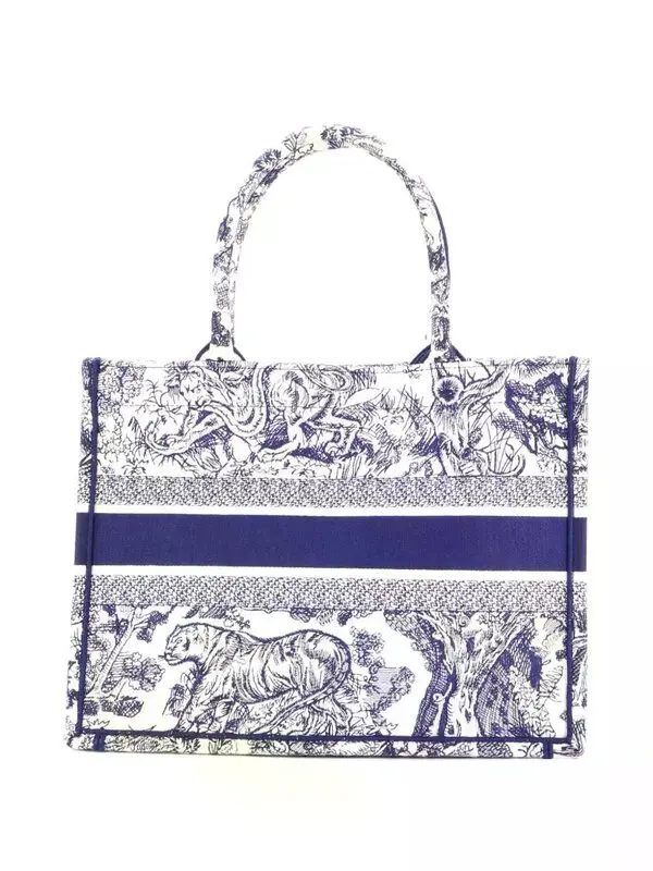 Dior Book Embroidered Canvas Medium Tote Bag - Blue