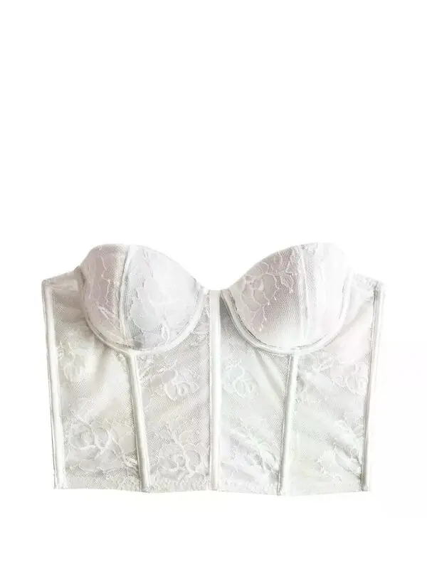 FLEUR DU MAL Bouquet Lace Bustier Top - White