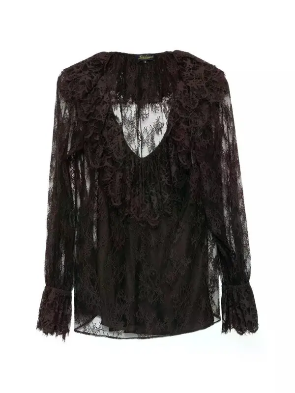 Luisa Spagnoli Lace Ruffled Blouse - Brown