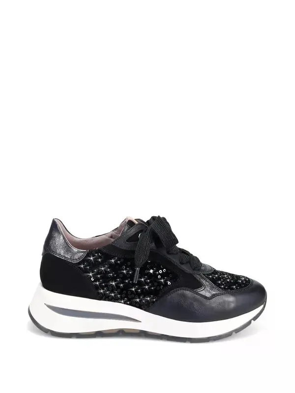 Ron White Zara Sequin-embellished Panelled Sneakers - Black