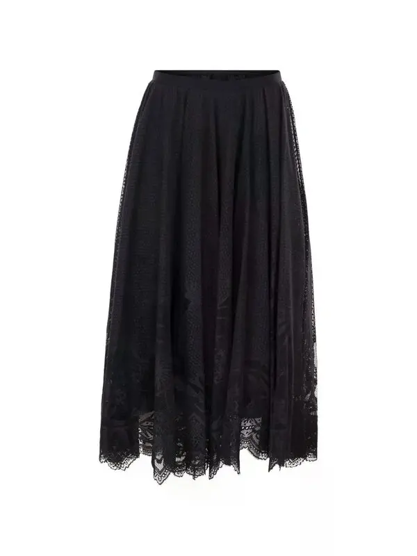 Fabiana Filippi Foliage Embroidery Flared Skirt - Black