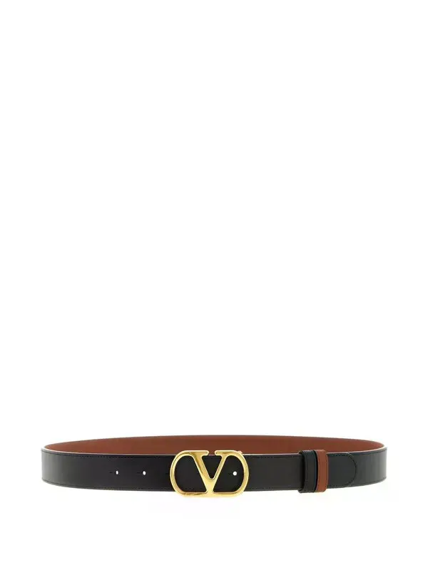 Valentino Garavani Vlogo Reversible Leather Belt - Black