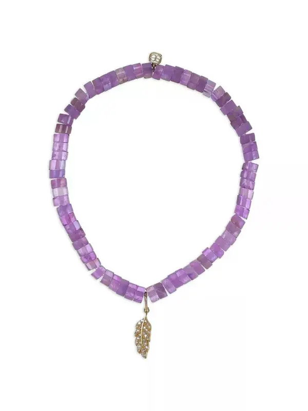 SYDNEY EVAN Feather Charm Amethyst And Diamond Bracelet - Purple
