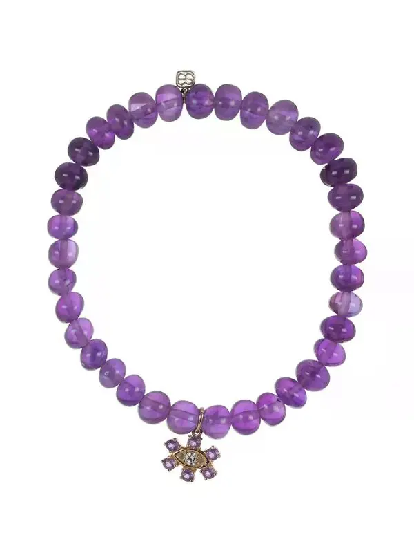 SYDNEY EVAN Evil Eye Amethyst And Diamond Bracelet - Gold