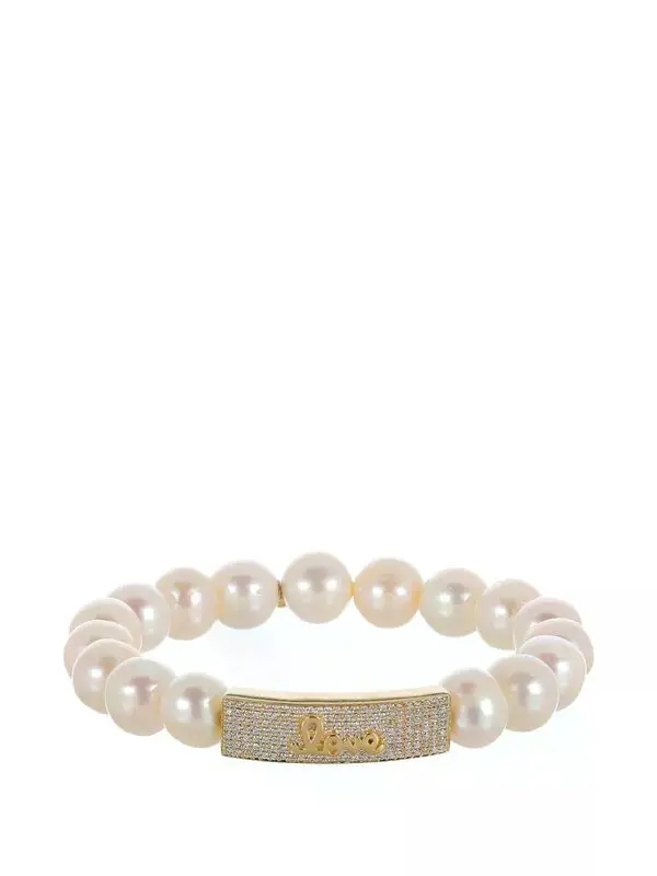 SYDNEY EVAN Love Script Pearl Bracelet - Gold