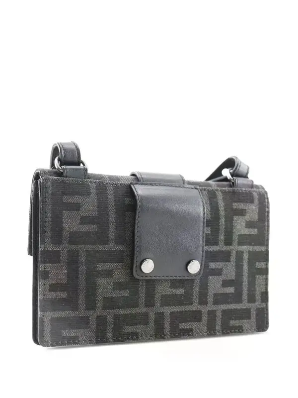 Fendi Zucca Canvas Convertible Baguette Pouch Crossbody Bag
