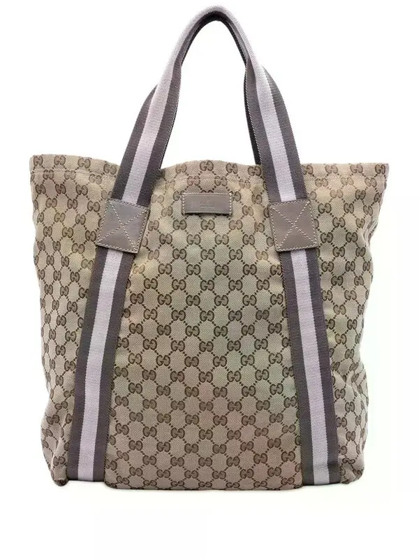 Gucci 2016-2026 Gg Canvas Web Tote Bag - Brown