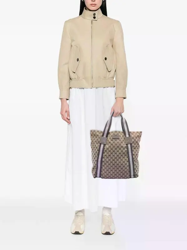Gucci Gg Canvas Web Tote Bag - Brown