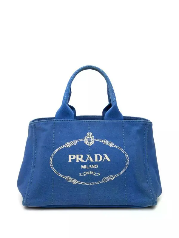 Prada 2013-2025 Canvas Canapa Logo Satchel - Blue