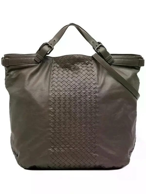 Bottega Veneta 2012-2025 Intrecciato Trimmed Nappa Satchel - Brown
