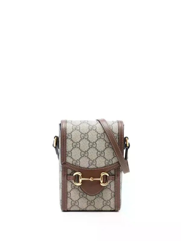 Gucci 2000-2015 Mini Gg Supreme Horsebit 1955 Crossbody Bag - Brown