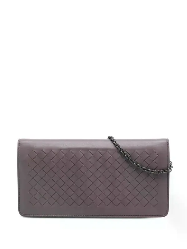 Bottega Veneta 2012-2025 Nappa Intrecciato Continental Wallet On Chain Crossbody Bag - Purple