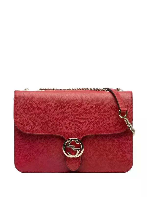 Gucci 2016-2025 Medium Dollar Calfskin Interlocking G Crossbody Bag - Red