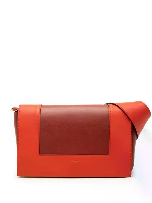 Celine 2018 Medium Shiny Smooth Calfskin Frame Shoulder Bag - Red