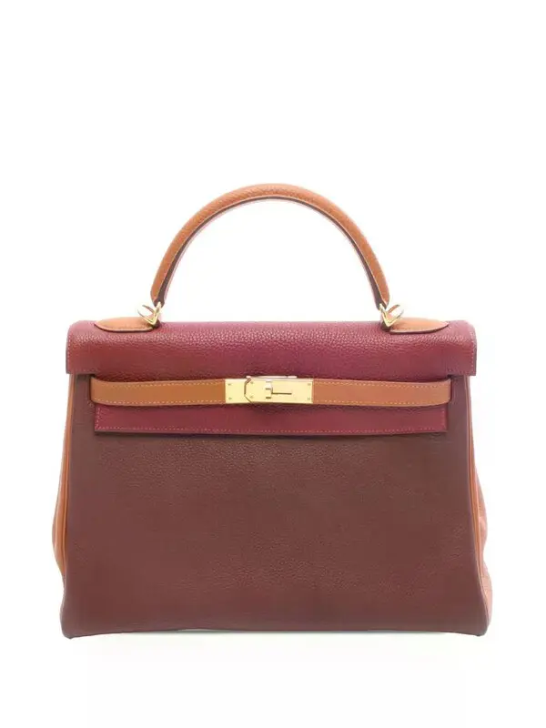 Hermès 2002 Clemence Tricolor Kelly Ii Retourne 32 Handbag - Brown