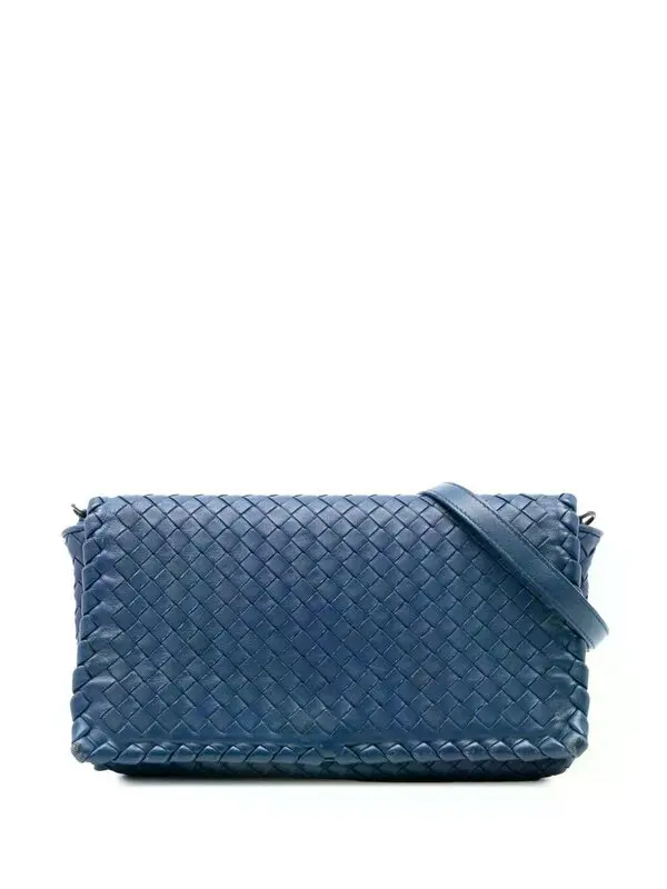 Bottega Veneta Nappa Intrecciato Flap Crossbody Bag - Blue