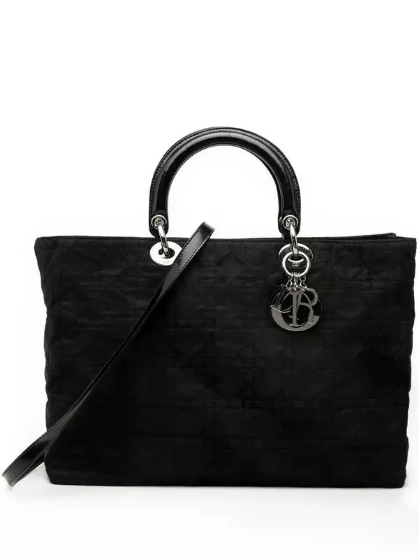 Dior 2003 Extra Large Nylon Cannage Lady Satchel - Black