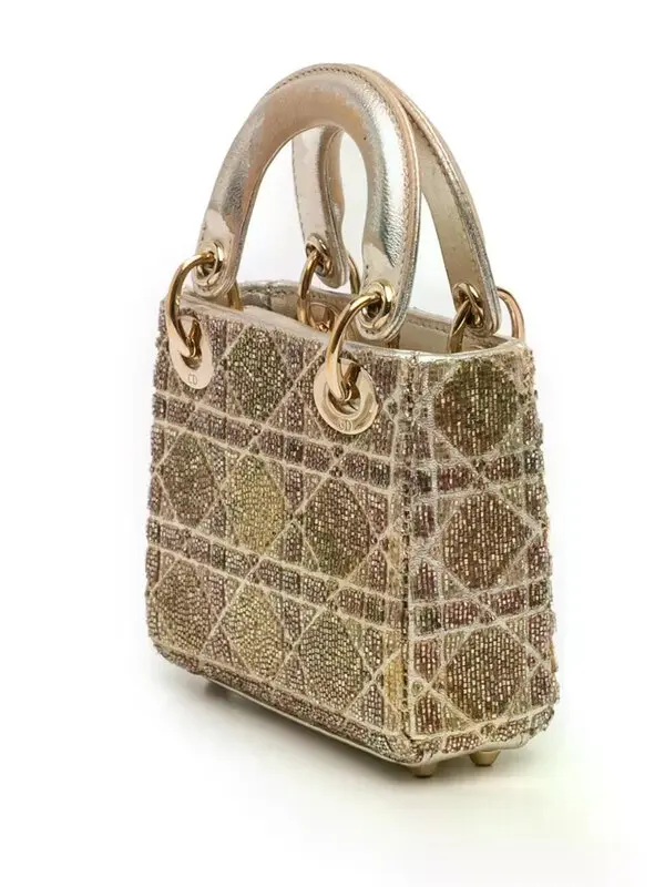 Dior 2021 Micro Metallic Lady Satchel - Gold