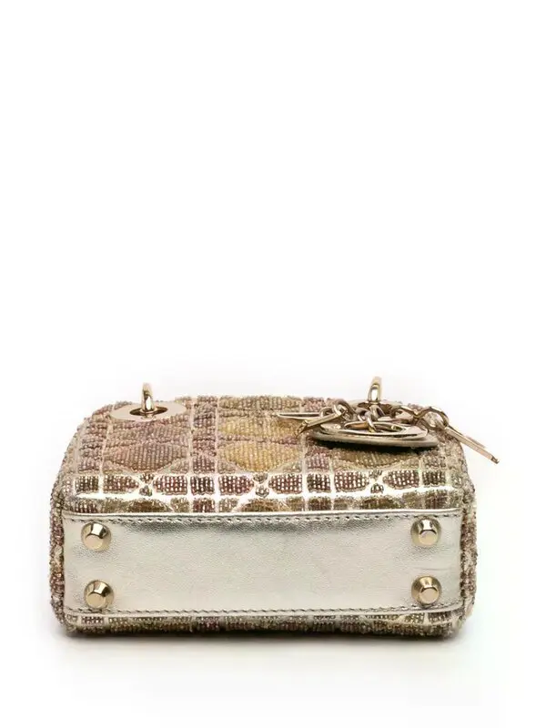 Dior 2021 Micro Metallic Lady Satchel - Gold