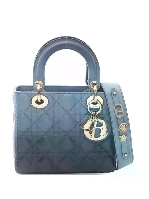 Dior 2021 Small Gradient Lambskin Cannage Lady Satchel - Blue