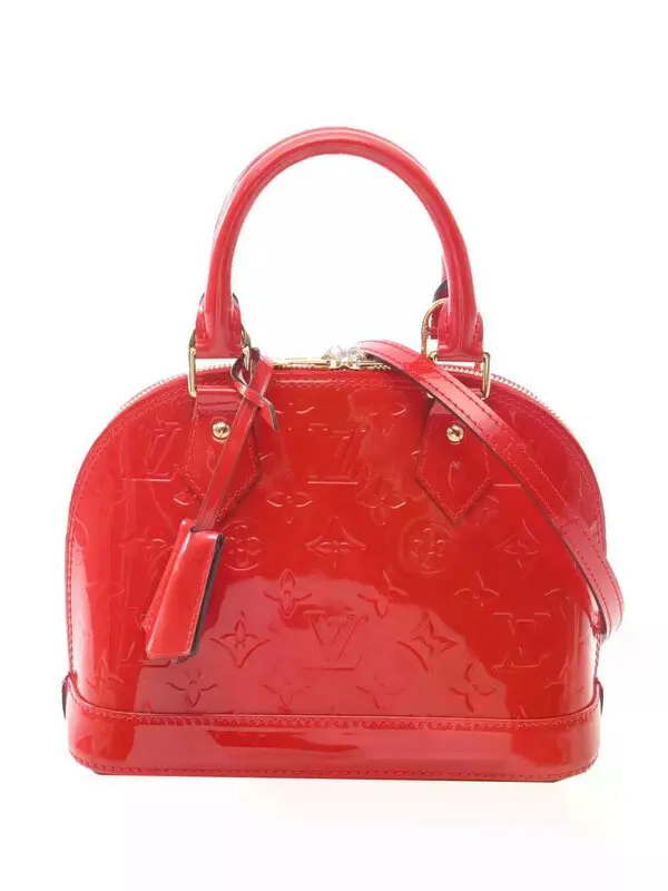 LOUIS VUITTON 2015 Monogram Vernis Alma Bb Satchel - Red