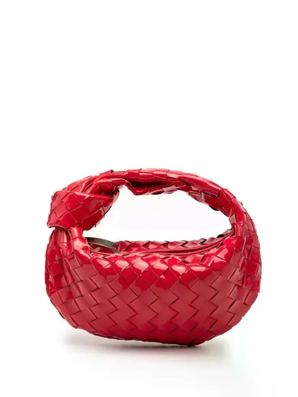 Bottega Veneta 2012-2025 Mini Patent Intrecciato Jodie Hobo Bag - Red
