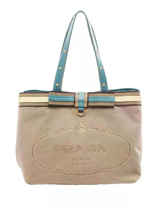 Prada 2010-2025 Logo Jacquard Tote Bag - Brown