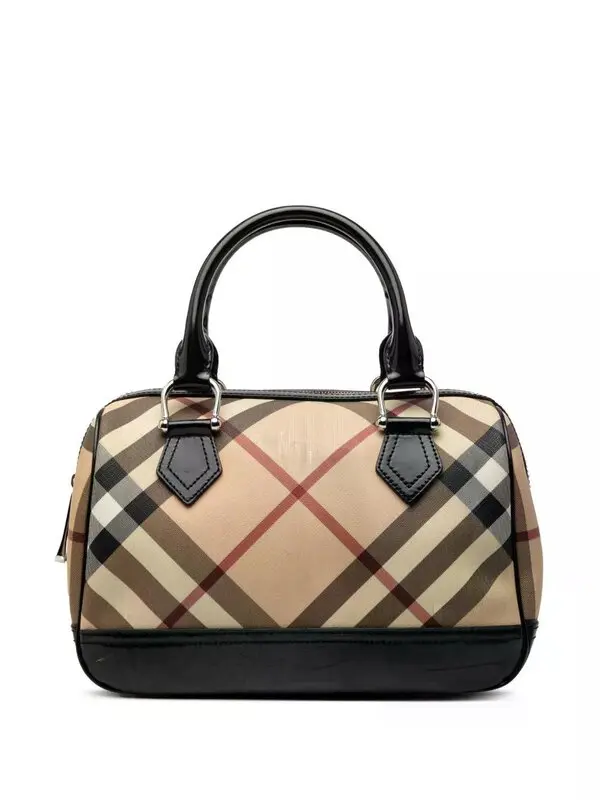 Burberry 2000-2017 Supernova Check Coated Canvas Boston Bag - Brown