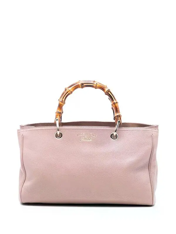 Gucci 2016-2026 Medium Calfskin Bamboo Shopper Satchel - Pink