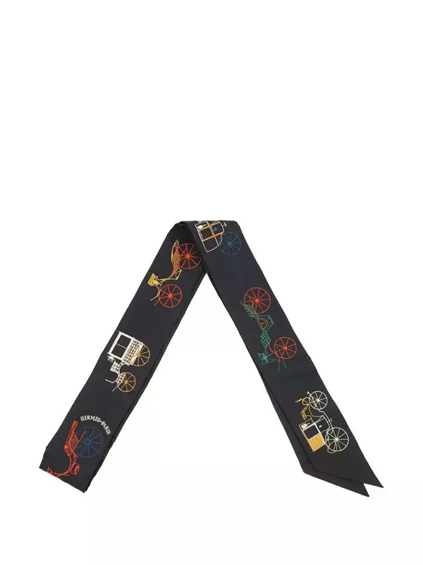 HermèS 2021-2025 A Toute Berline Embroidered Long Silk Twilly