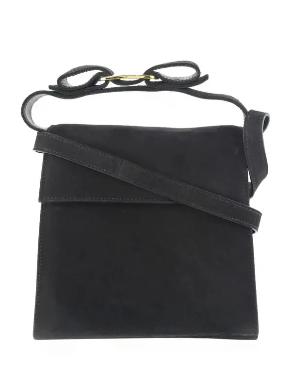 FERRAGAMO 2010-2026 Suede Vara Bow Top Handle Bag Satchel - Black