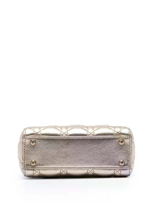 Dior 2018 Mini Lambskin Cannage Lady Satchel - Gold