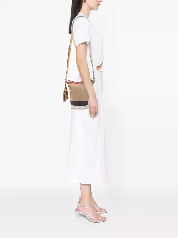 Burberry Mini Mega Check Ashby Tassel Bucket Bag - Brown