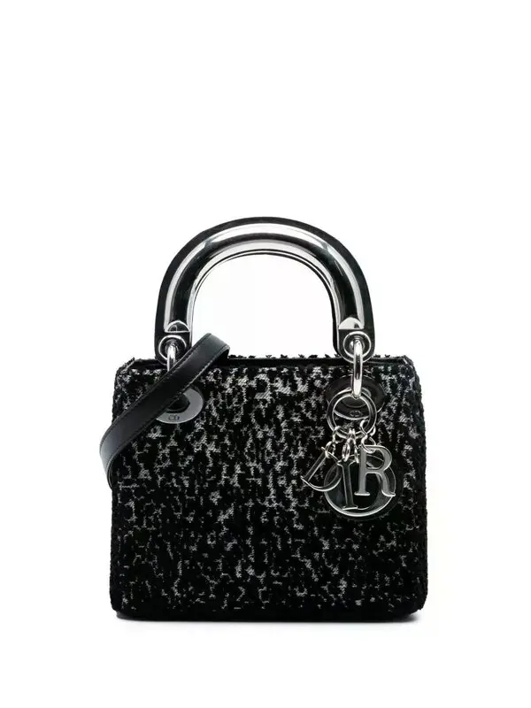 Dior 2014 Mini Fabric Lame Lady Satchel - Black
